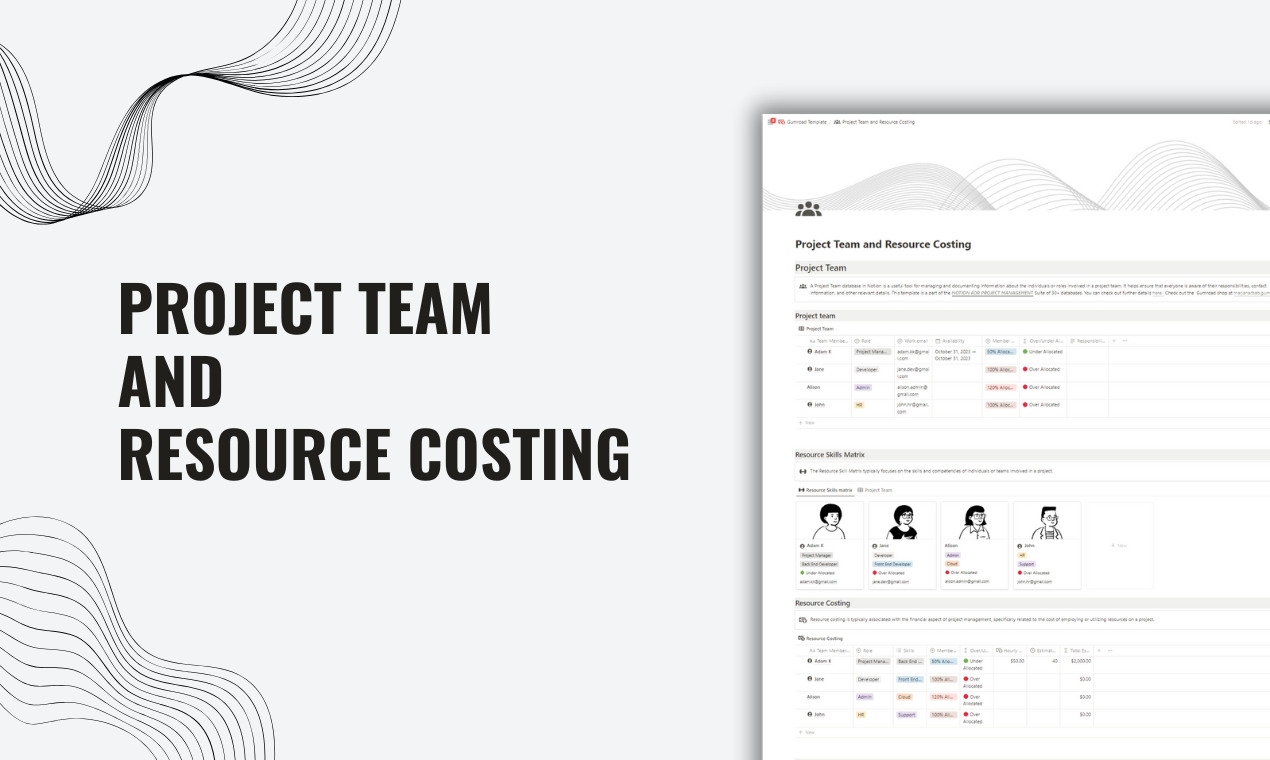 Project Team & Resource Management Notion Template: Skills Matrix ...