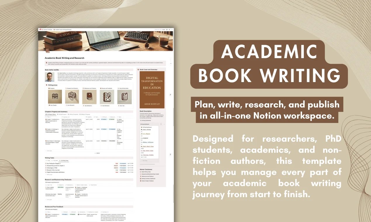 Academic Book Writing Template - Notion Market Hub